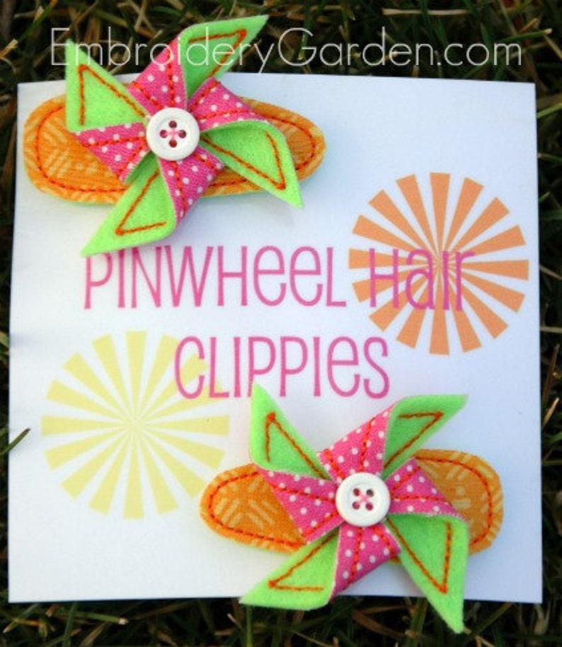 In the Hoop Pinwheel Felt Hair Clippie Machine Embroidery | Etsy