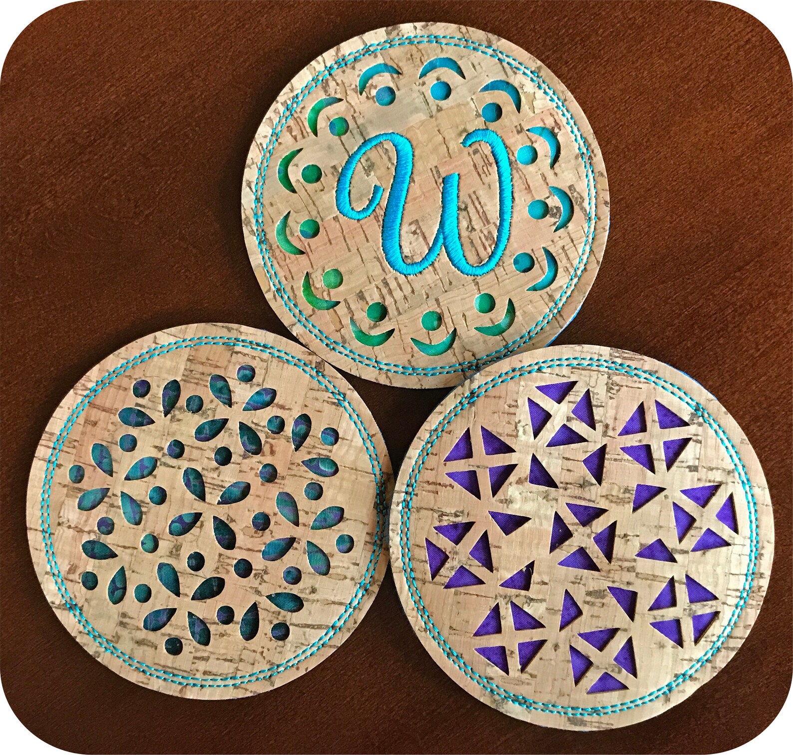 Cork Cut Coasters SVG Files in the Hoop Machine Embroidery - Etsy