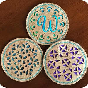 Cork Cut Coasters SVG Files in the Hoop Machine Embroidery - Etsy
