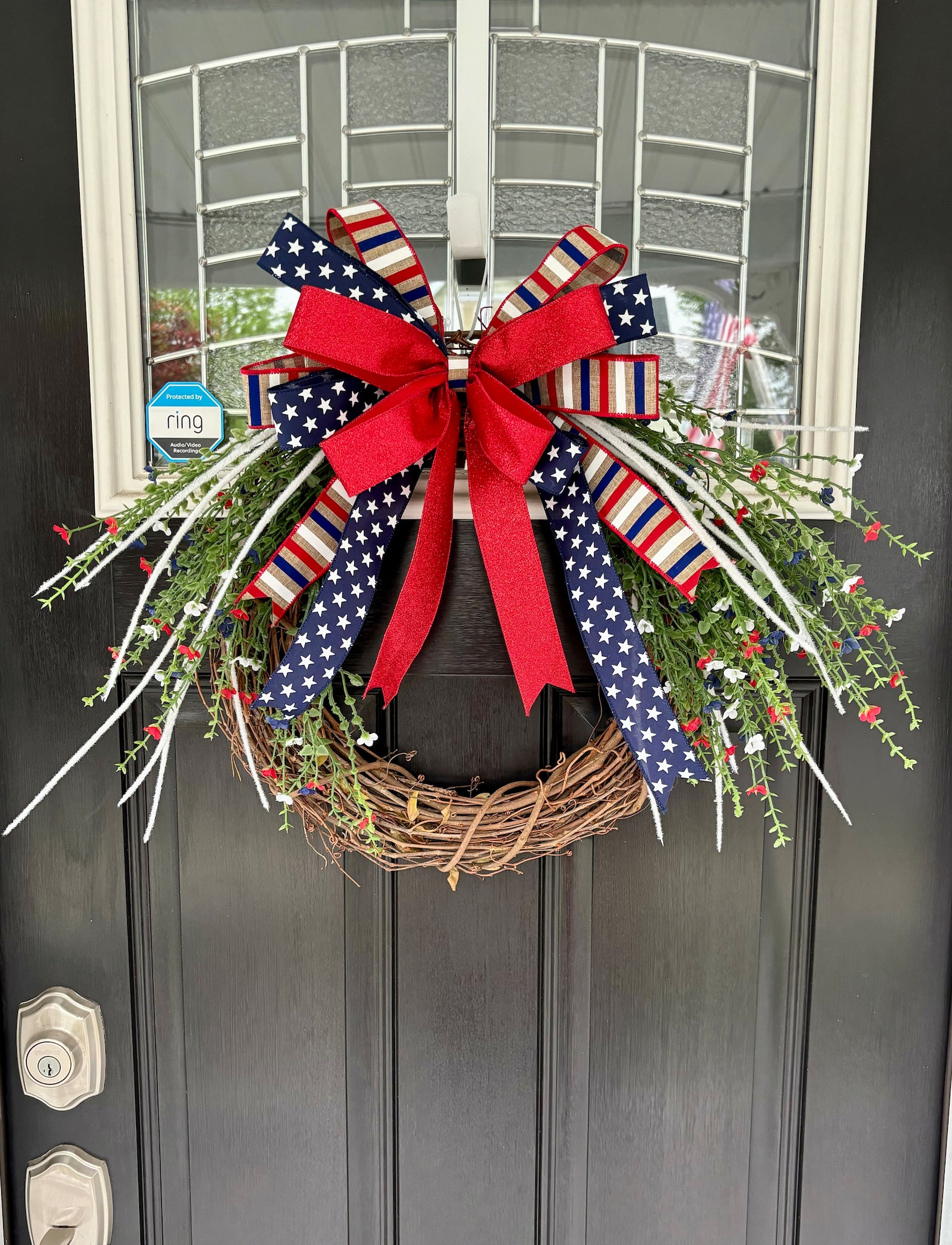 Patriotic Grapevine Wreath, Memorial Day, Fourth of July Summer Wreath ...