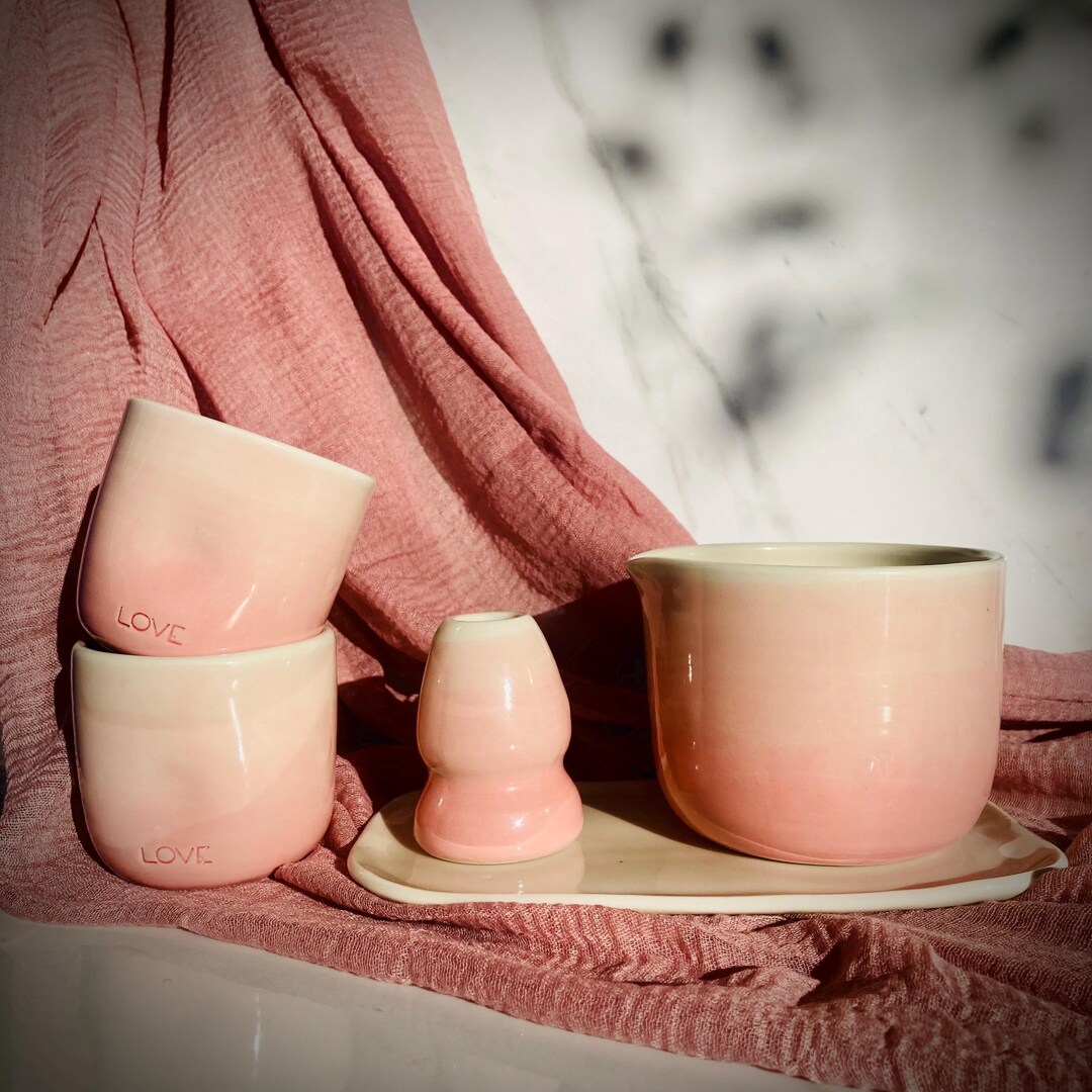 Handmade Matcha Set Gift, With Matching “LOVE” Cups in Pink Gradient - Etsy