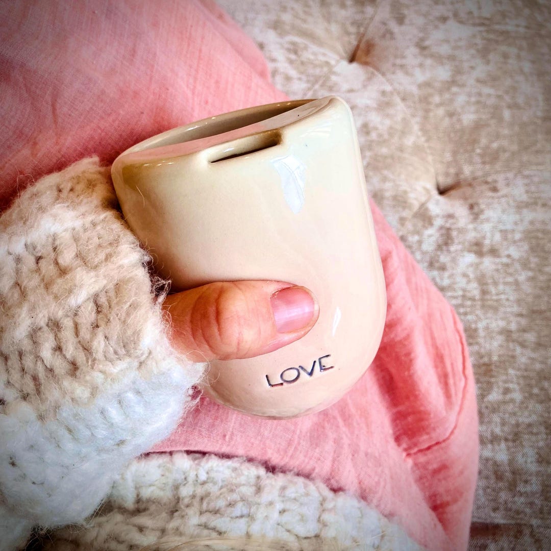 Handmade Ceramic Travel Mug: Thumb Dimple Stoneware Tumbler - Etsy