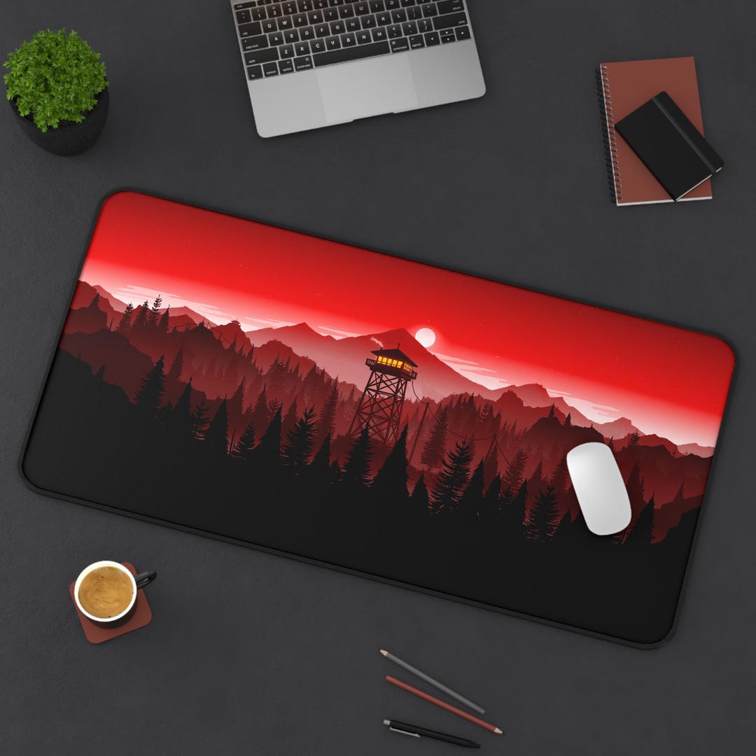 Firewatch Mouse Pad Customizable Gaming Desk Mat, Scenic Forest Design ...