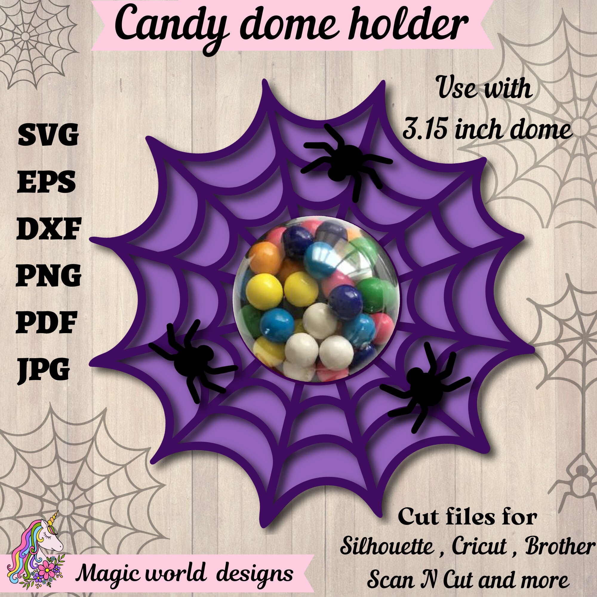 Spider in the Web Candy Dome Halloween Candy Dome Svg , Chocolat Holder ...