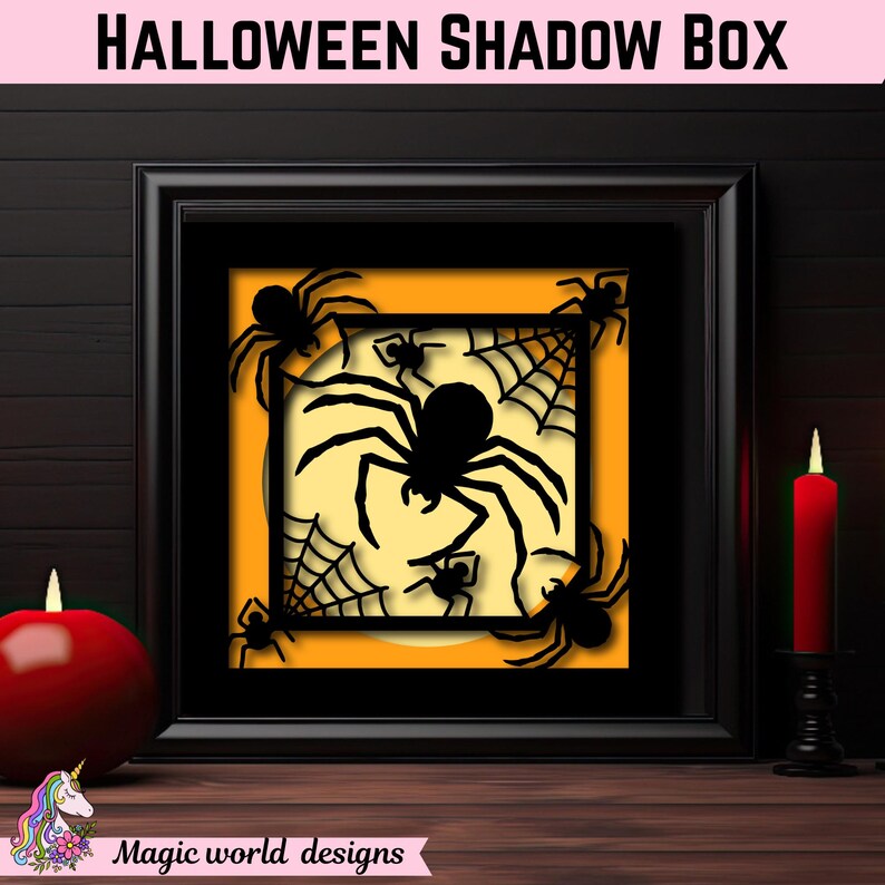 Halloween Spider Web Shadow Box SVG, 3D Paper Cut File (8x8) (digital ...