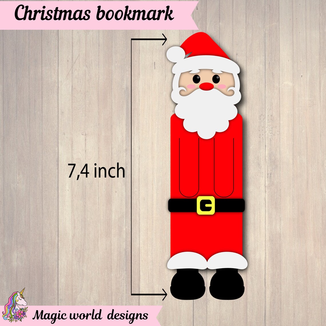 Festive Santa Claus Face Paper Cut Bookmark SVG - Instant Download ...