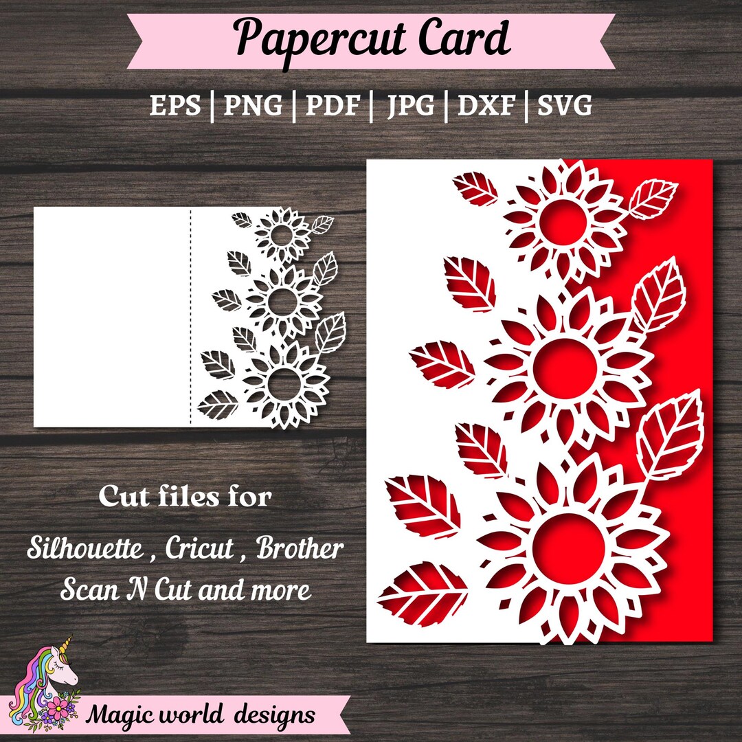 Sunflowers Lace Gate Fold Card SVG Template, Rustic Wedding Invitation ...