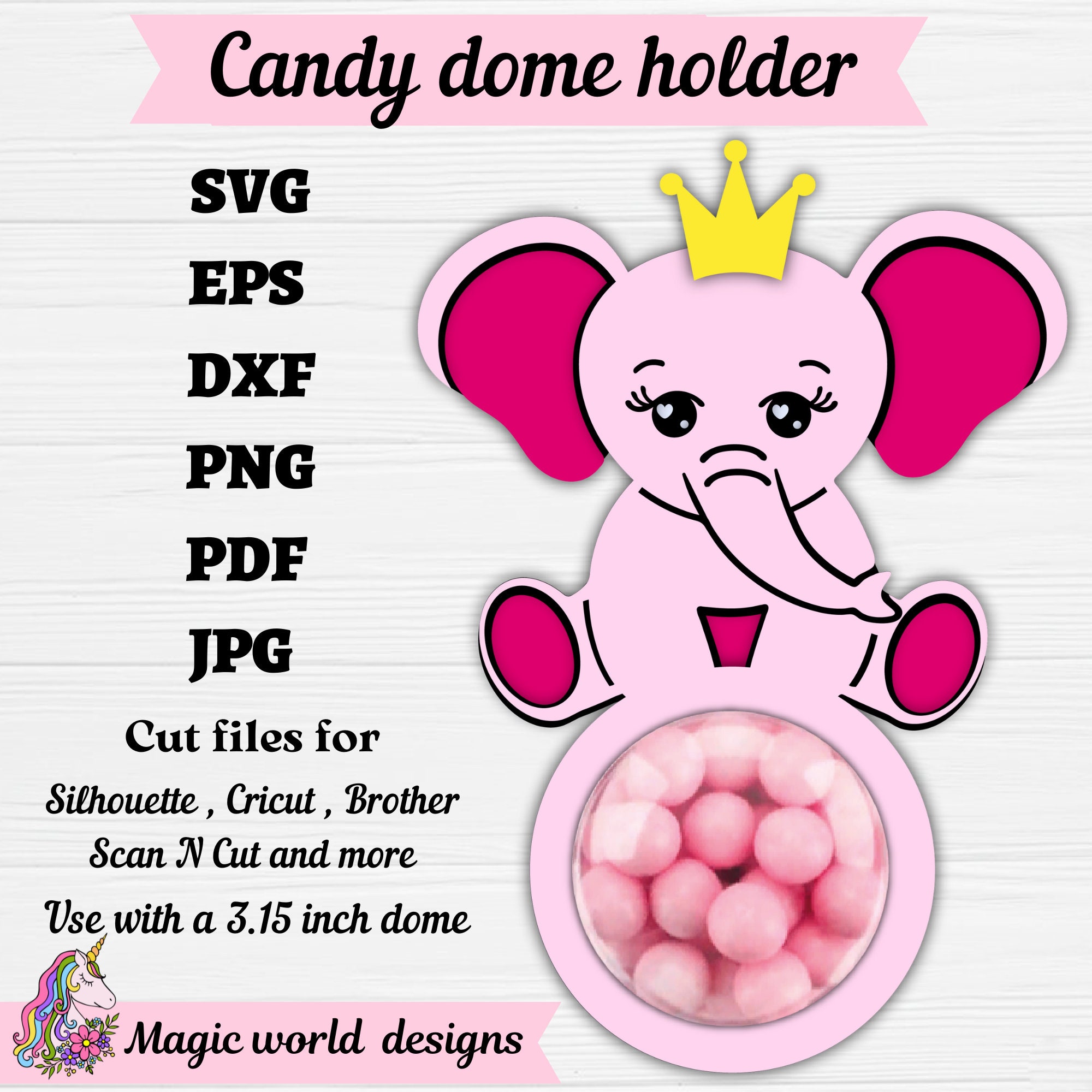 Pink Baby Elephant Girl Candy Dome Svg, Laser Cut, Layered Paper Cut ...
