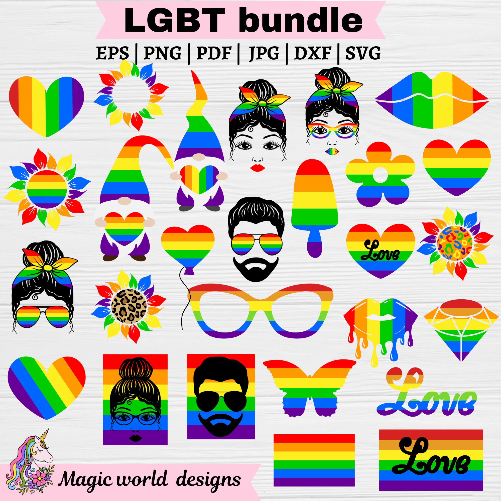 LGBT Svg Bundle, Gay Pride Svg Files, Lesbian Svg, LGBT Rainbow Svg ...