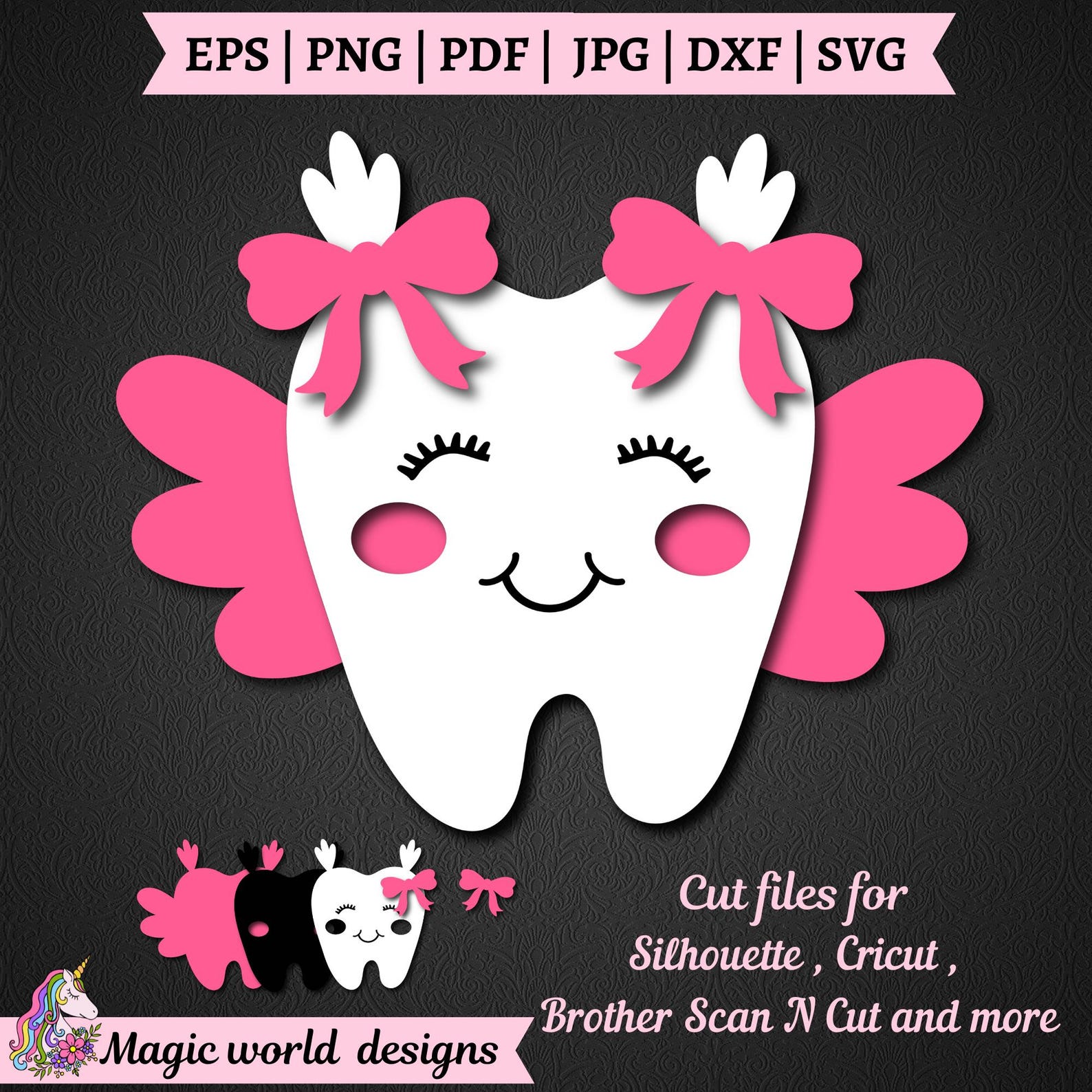 Tooth Fairy With Wings SVG, Tooth Fairy Bag Svg, Kid Bedroom Sign ...