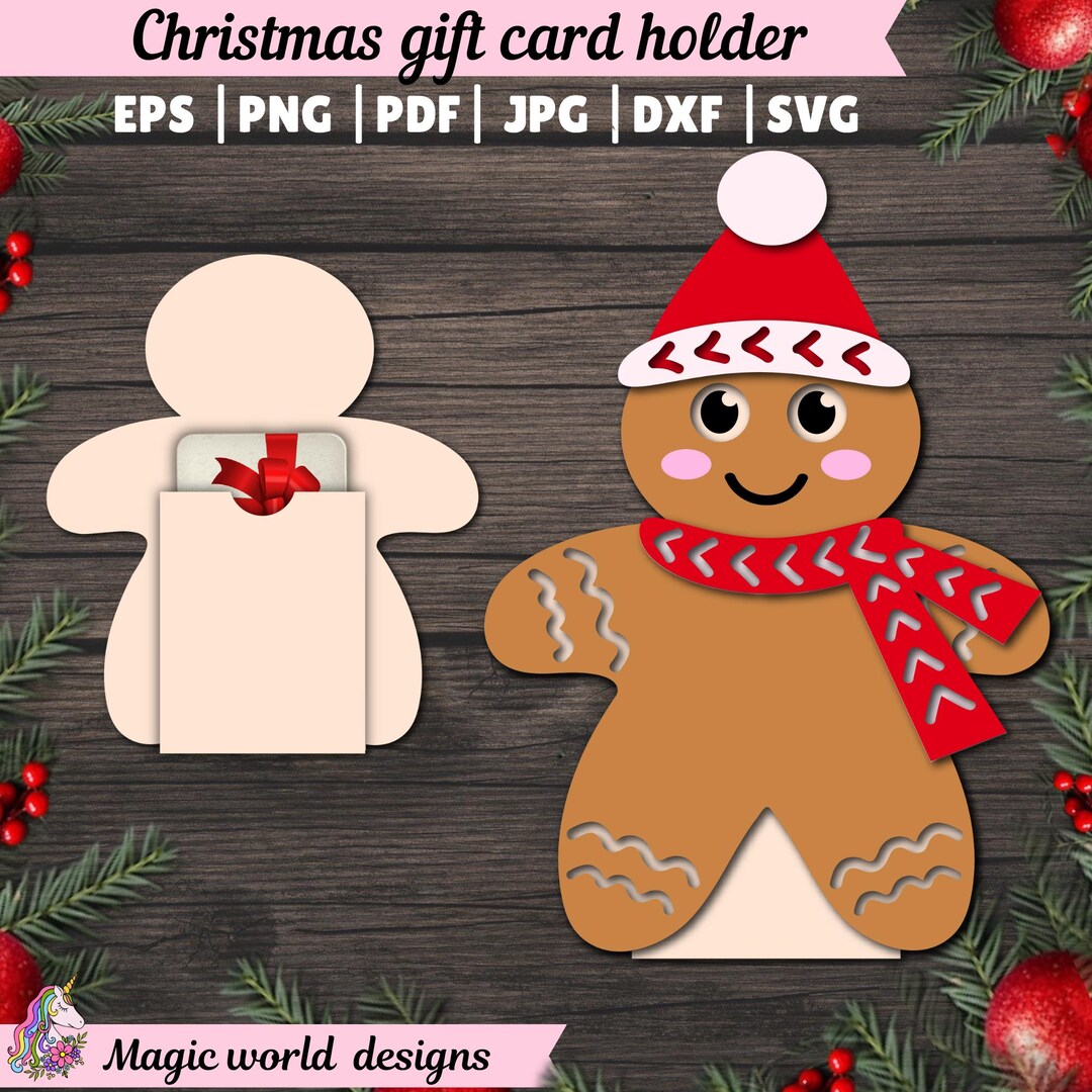 Christmas Gingerbread Man Gift Card Holder SVG, Cricut, Silhouette ...