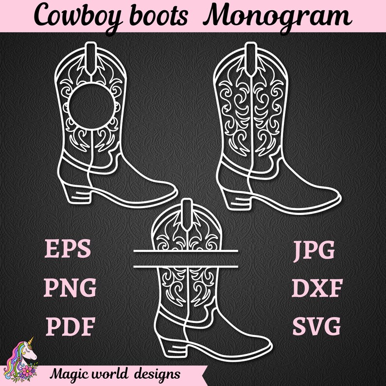 Cowboy Boots Monogram Svg, Western Boots , Rodeo Boots, Western Shirt ...