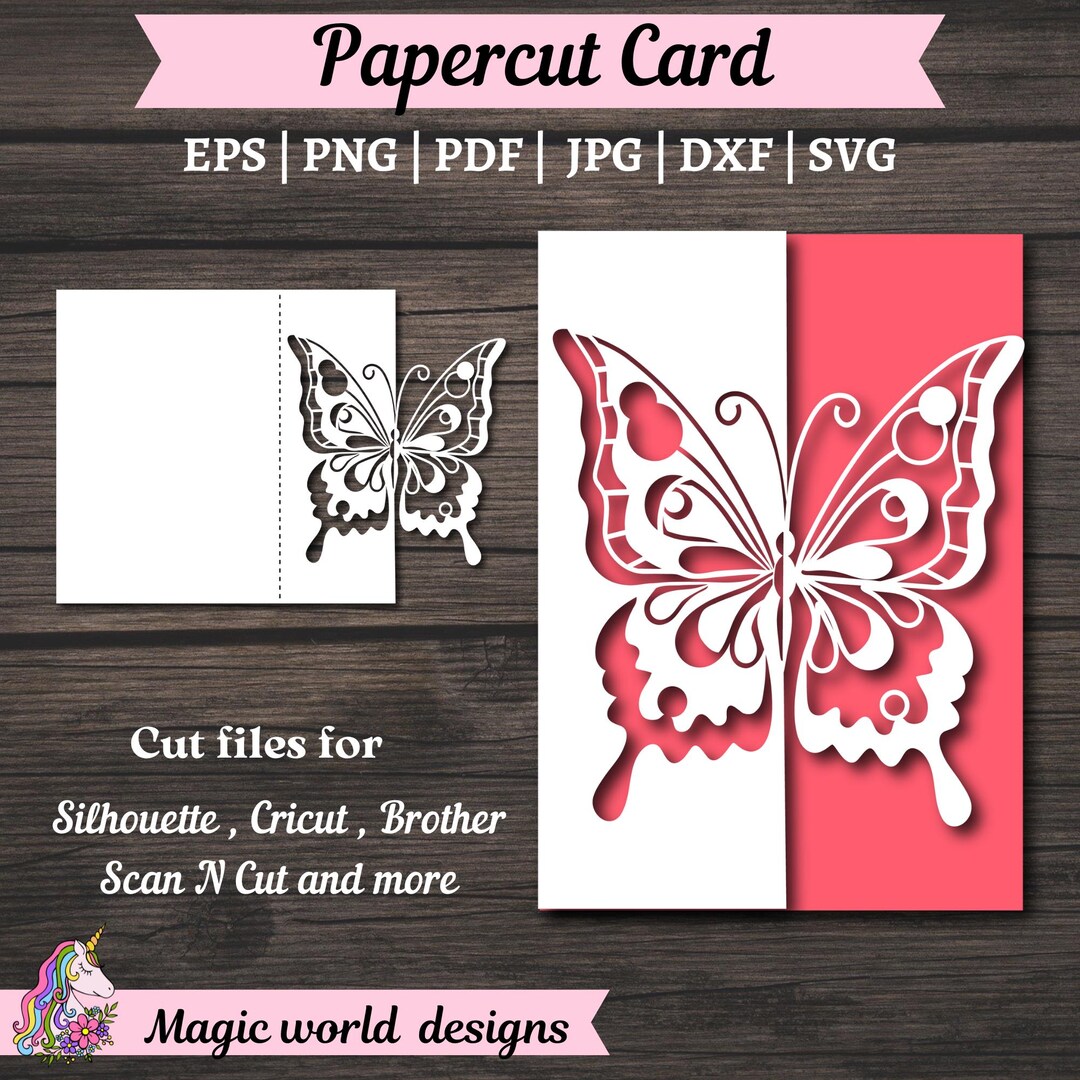 Butterfly Birthday Card SVG: 2-layer Greeting Card (5x7 In) (digital ...