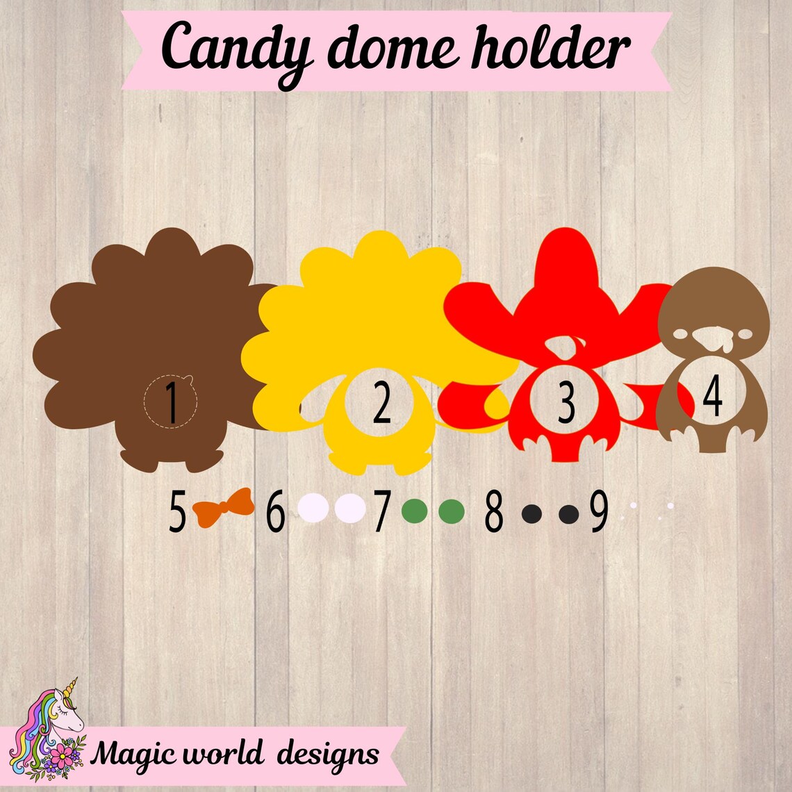 Turkey Candy Dome SVG, Candy Ornaments SVG, Thanksgiving Party Favor ...
