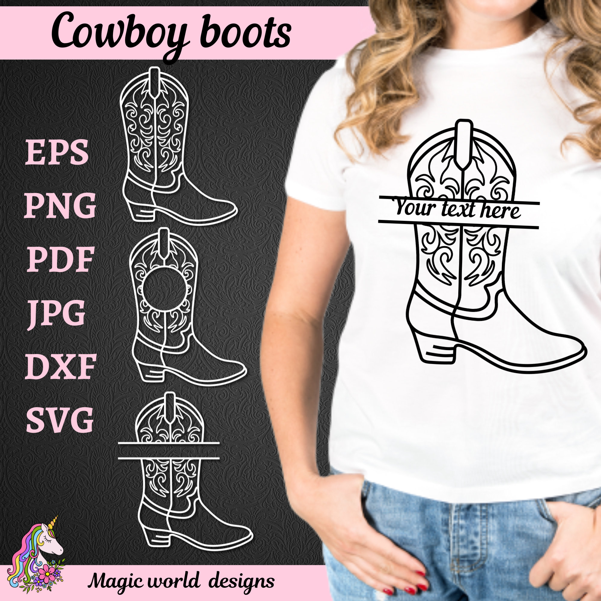 Cowboy Boots Monogram Svg, Western Boots , Rodeo Boots, Western Shirt ...