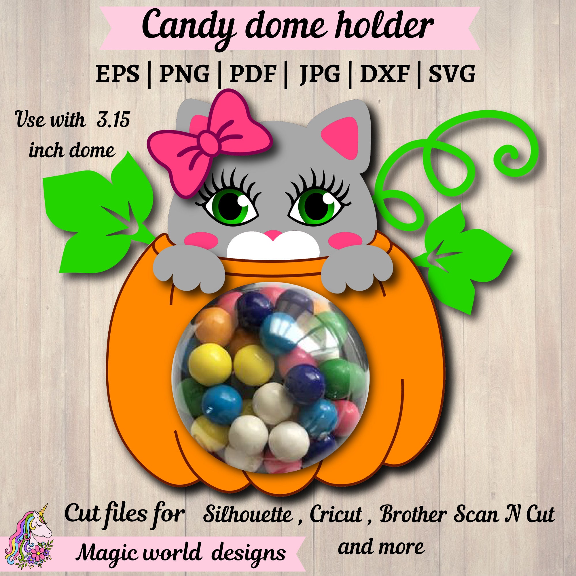 Fall Candy Dome Svg-paper Craft SVG Kitty in Pumpkin Dome Autumn Candy ...