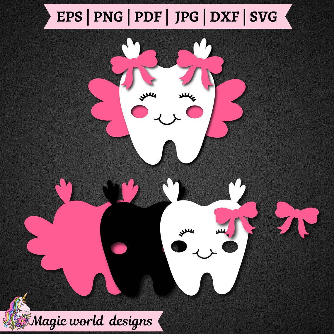 Tooth Fairy With Wings SVG, Tooth Fairy Bag Svg, Kid Bedroom Sign ...