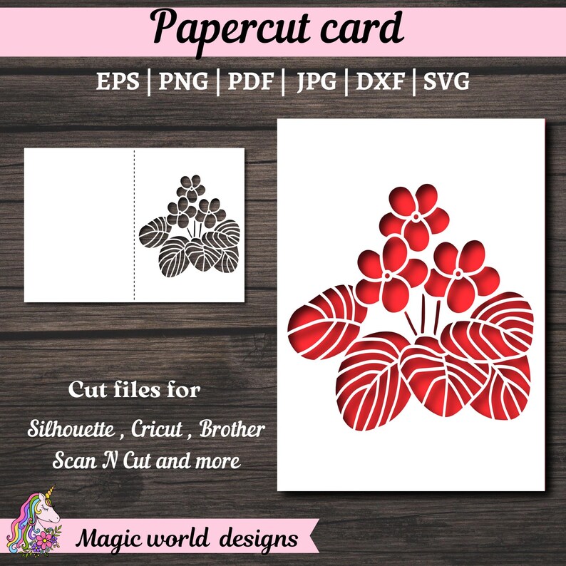 African Violet Card, Cut File for Cricut, Silhouette, Delta Birthday ...