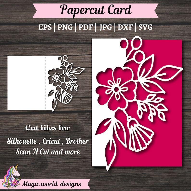 Papercut Card Cover Template SVG, Flowers Invitation for Cricut ...