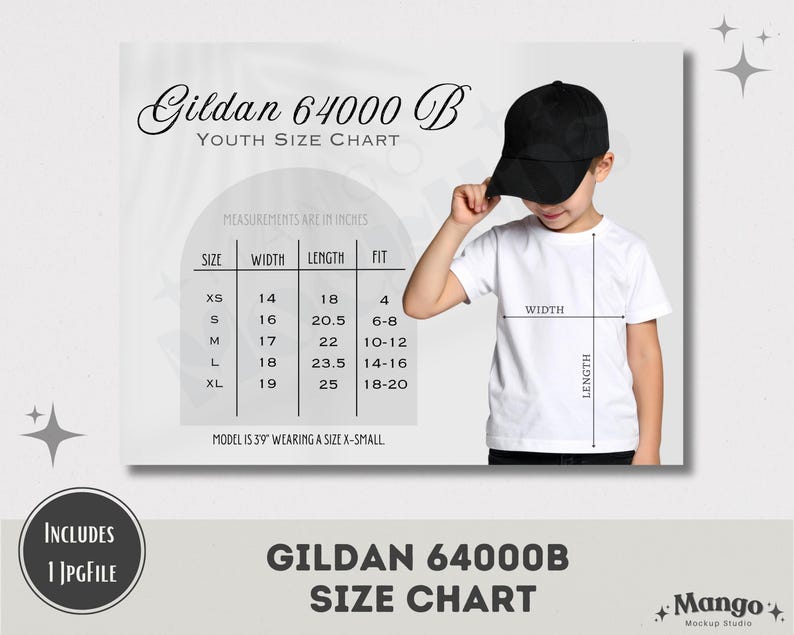 Gildan 64000B Size Chart - Etsy