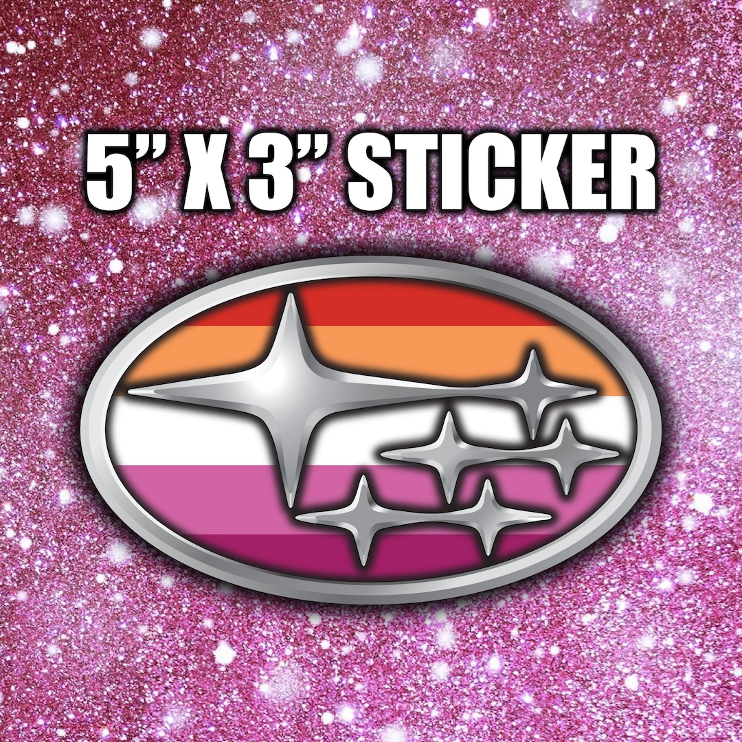 Lesbian Pride Funny Car Brand Bumper Sticker Lgbtq Trendy Y2k Star Metallic Logo Bumper