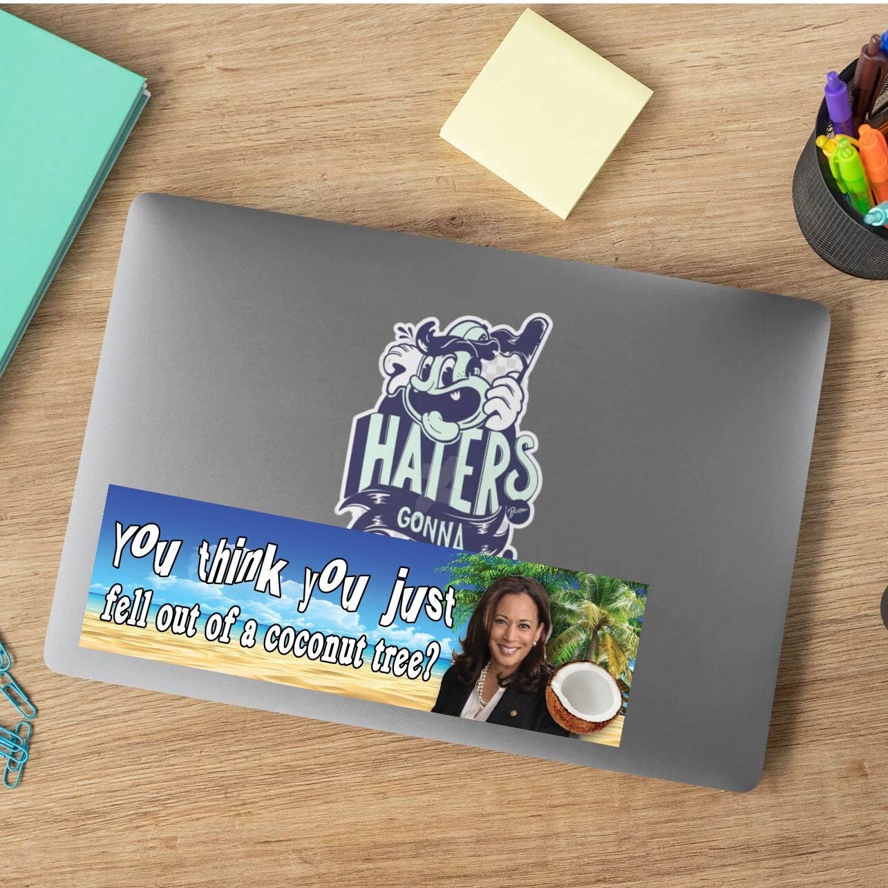 Kamala Harris Funny Meme Bumper Sticker, Fell Out of A Coconut Tree ...