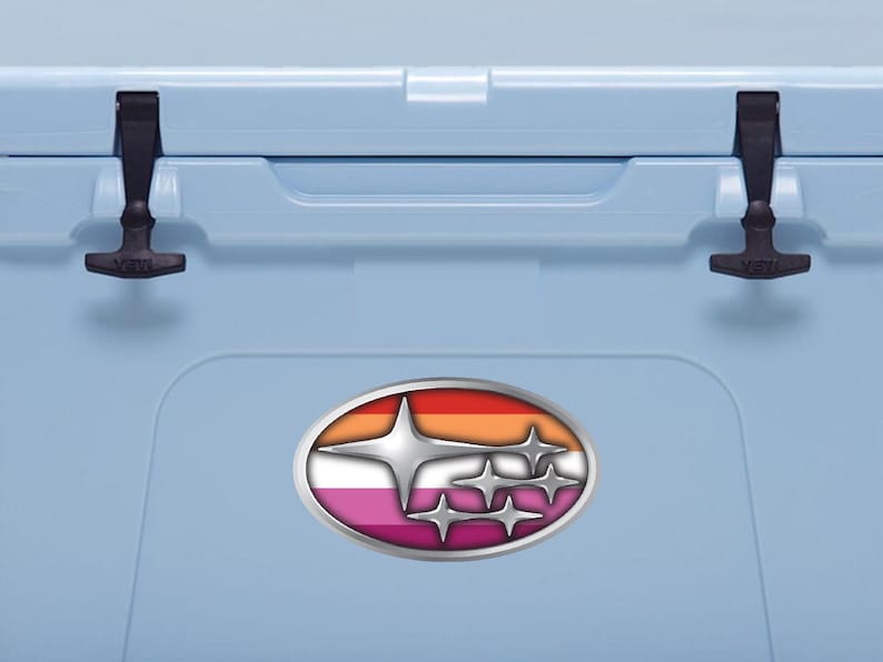 Lesbian Pride Funny Car Brand Bumper Sticker Lgbtq Trendy Y2k Star Metallic Logo Bumper Sticker