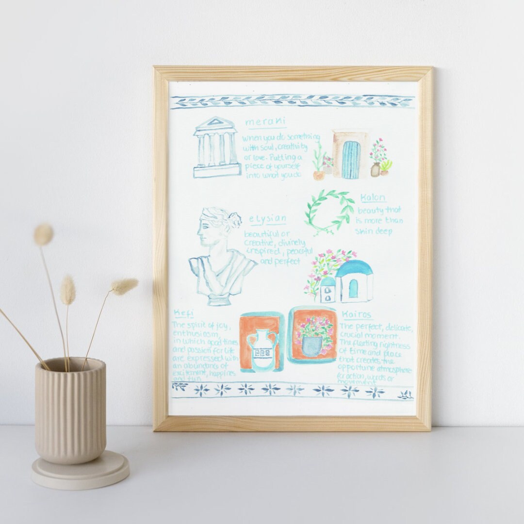 Greek Inspired Watercolour Digital Print - Etsy