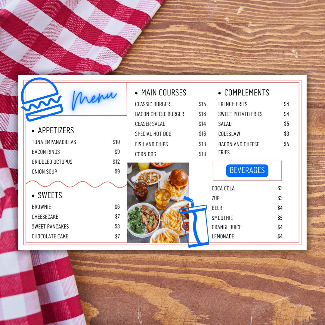 Diner Style – Restaurant Menu Template - Etsy