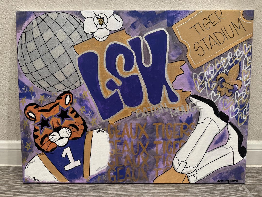 Ready to Ship LSU College Canvas Painting | College Canvas | Dorm Room ...