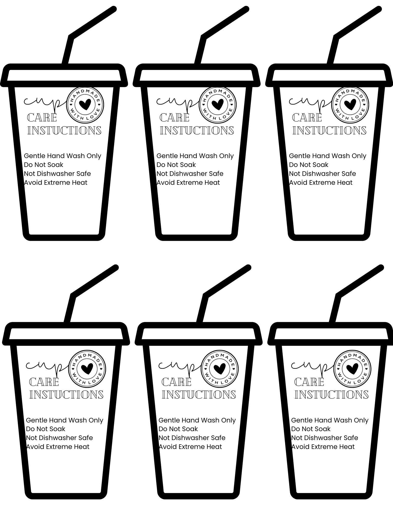 Cup Care Instruction Insert for Packaging- PDF Digital Download- 2 ...