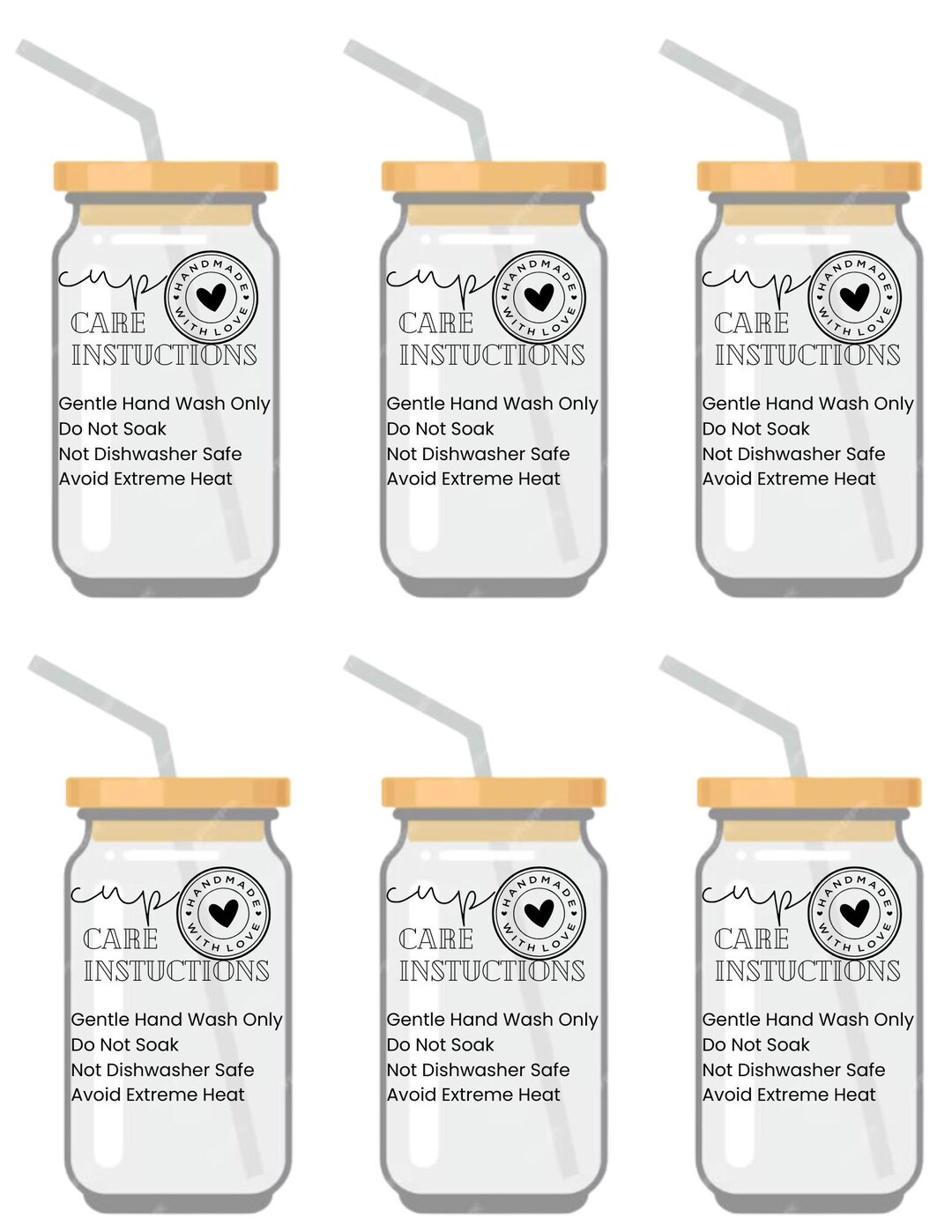 Cup Care Instruction Insert for Packaging- PDF Digital Download- 2 ...