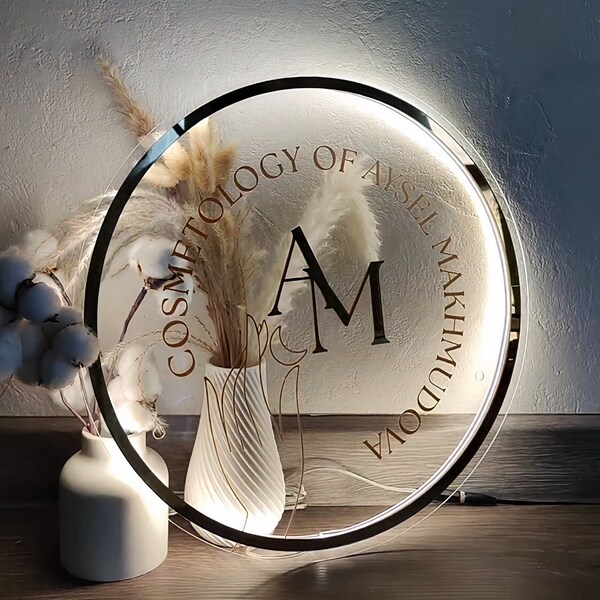 Round Logo Acrylic Light Sign - Etsy
