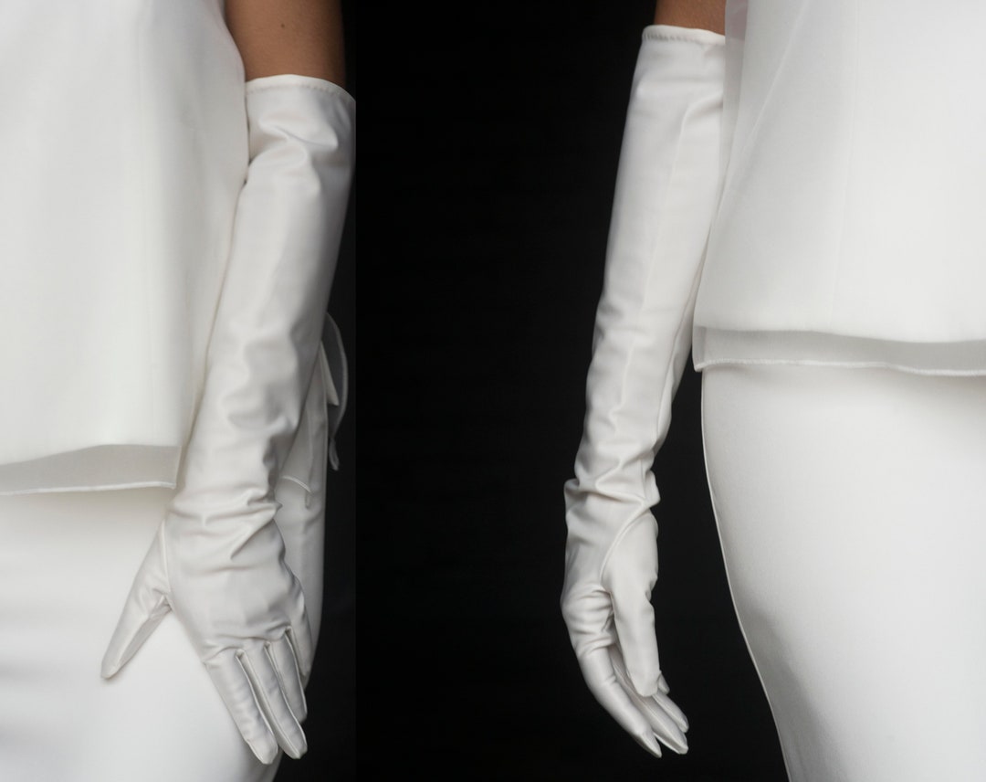 Wedding Satin Gloves, Custom Gloves, Bridal Gloves, Long White Formal ...