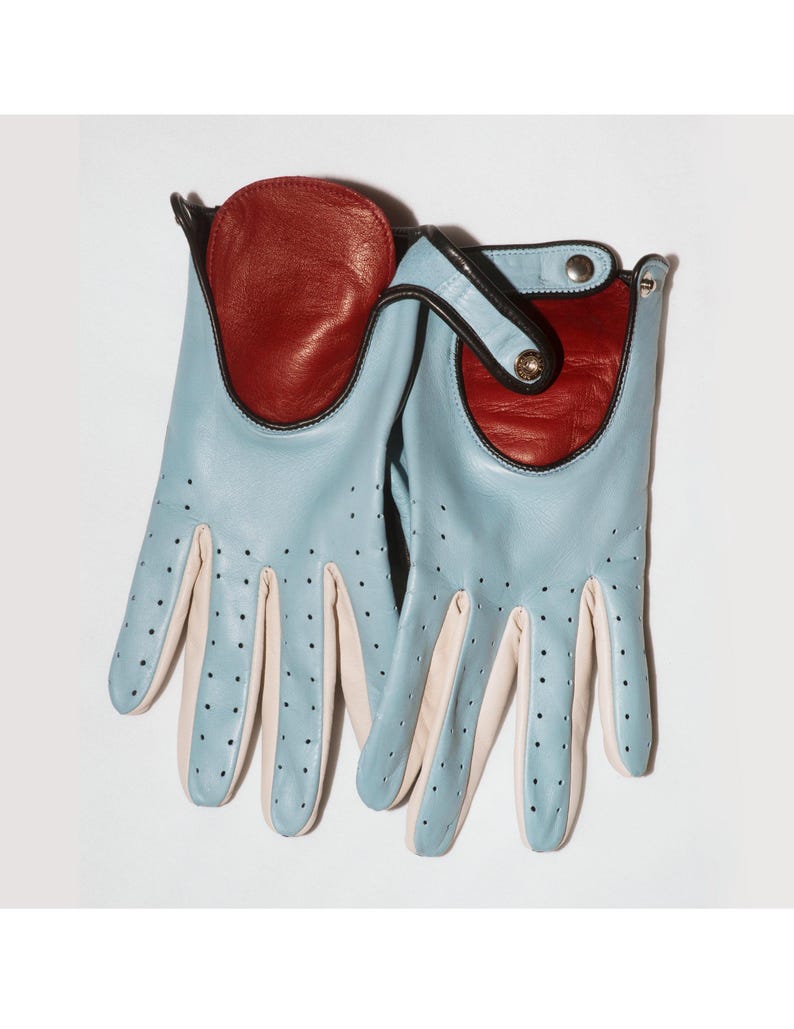 Colorful Leather Gloves, Fashion Blue Accessories, Unisex Gloves, Fully ...