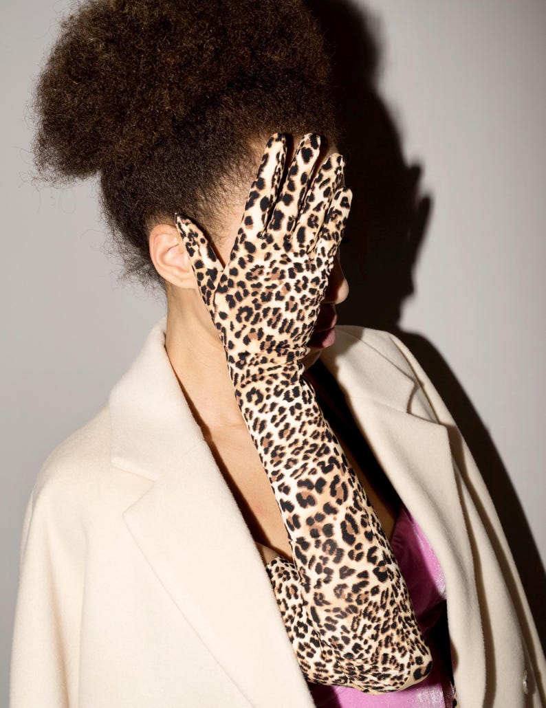 Leopard Print Opera Gloves, Animal Print, Cheetah Gloves, Elegant ...