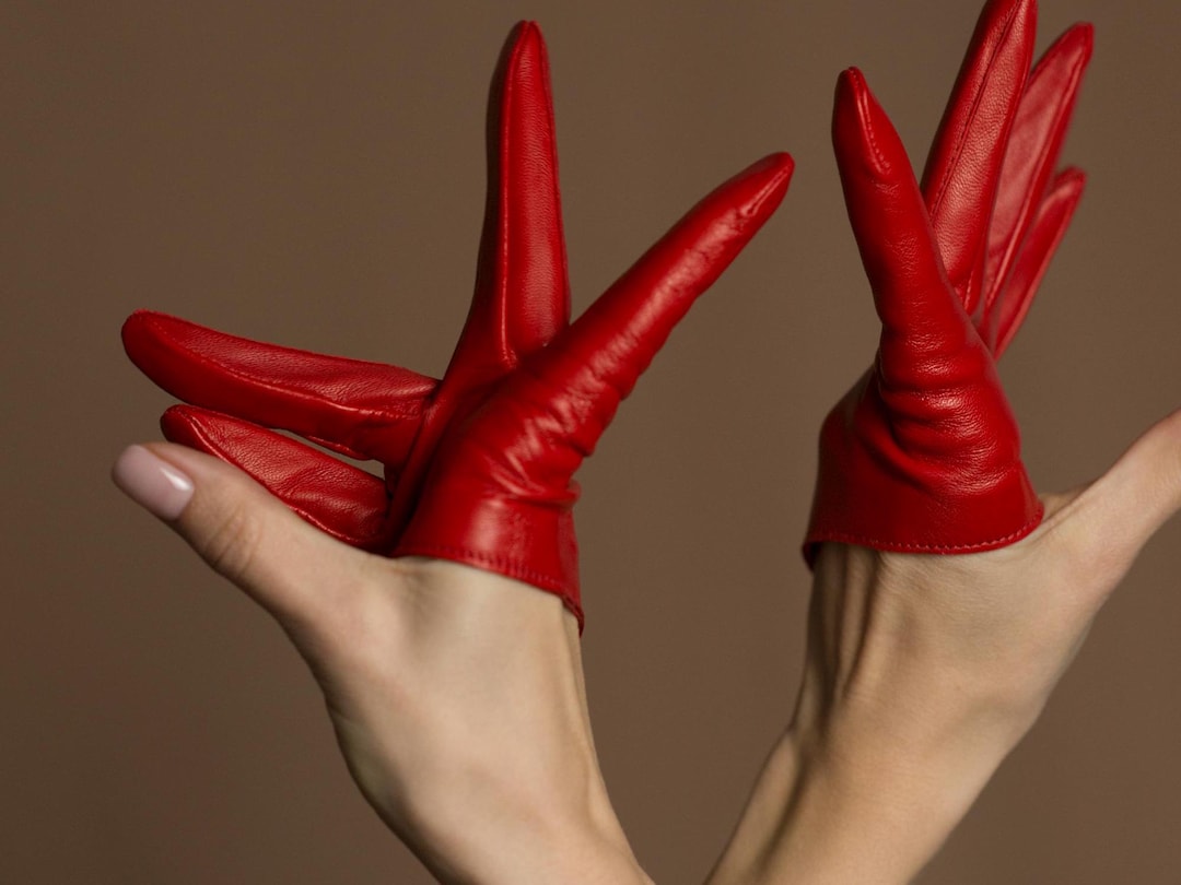 Red Leather Gloves, Fingerless Gloves, Fully Customizable, Women ...