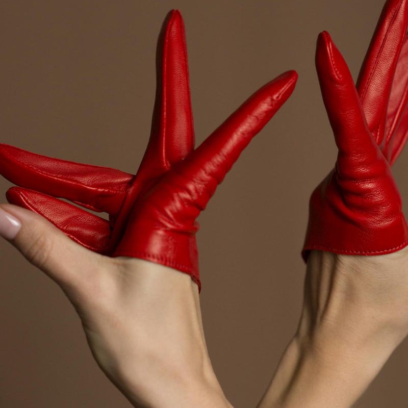 Long Red Leather Gloves - Etsy