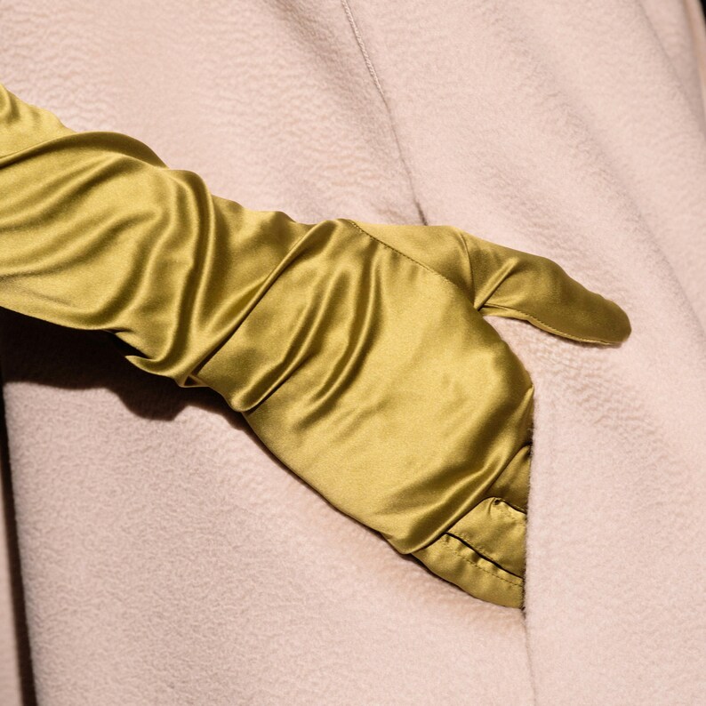 Brown Silk Stretch Satin Gloves, Opera Length Boudoir, Bespoke Long ...