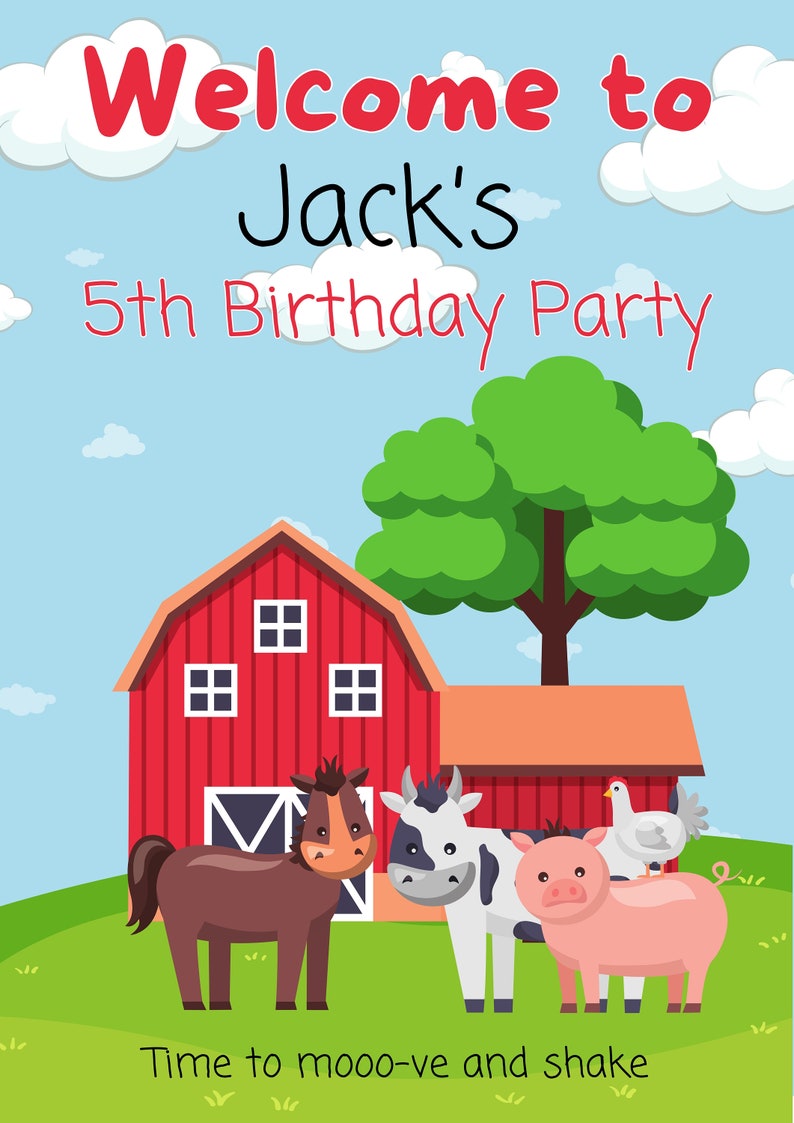 Farm Theme Birthday Party Welcome Sign- Size A4- Digital Download Only ...