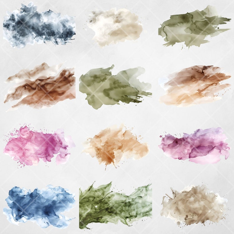 Pastel and Neutral Watercolor Splatter Clipart Abstract Backgrounds ...