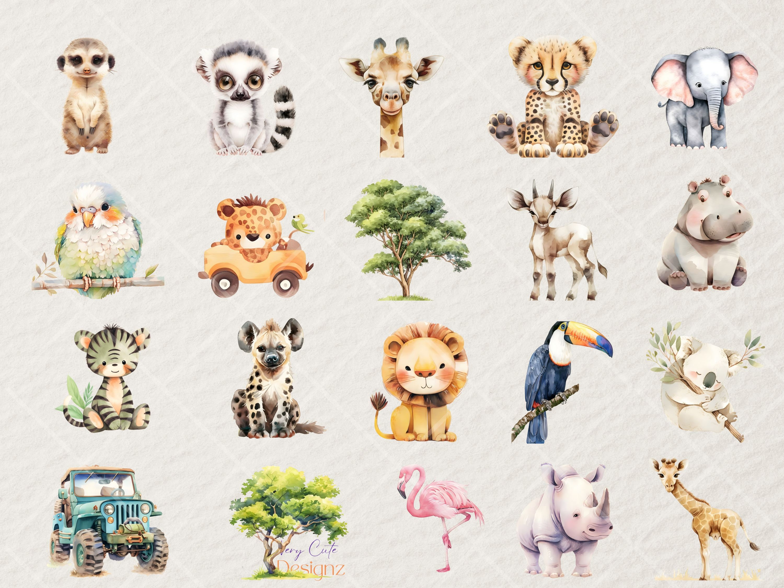 Wild One Safari Animals Clipart Watercolor Jungle Animals Wild Animals ...