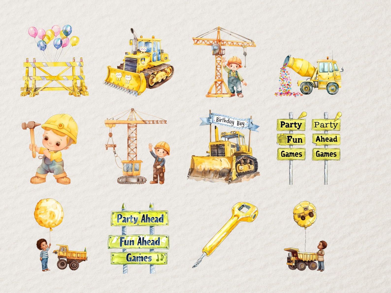 Construction Party Crew Clipart Dump Truck Birthday Boy Party ...