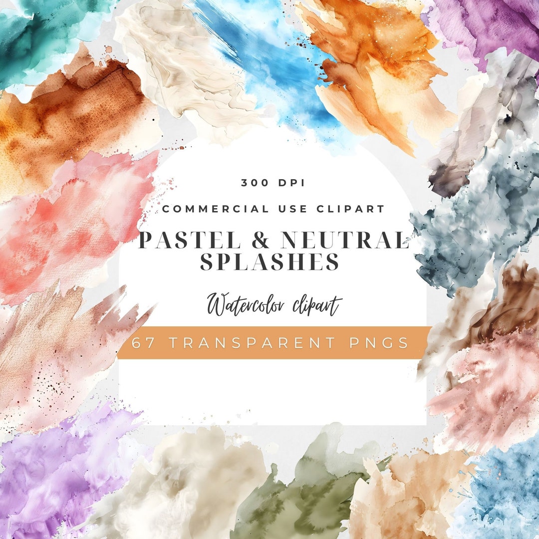 Pastel and Neutral Watercolor Splatter Clipart Abstract Backgrounds ...
