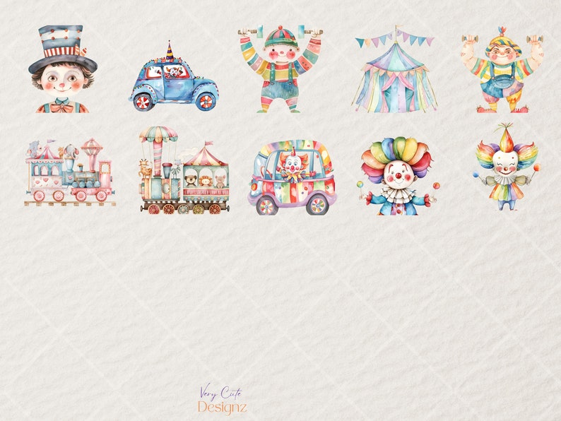 Watercolor Circus Clipart, Circus Images, Circus Cake Topper, Circus ...