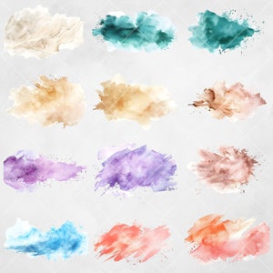 Pastel and Neutral Watercolor Splatter Clipart Abstract Backgrounds ...