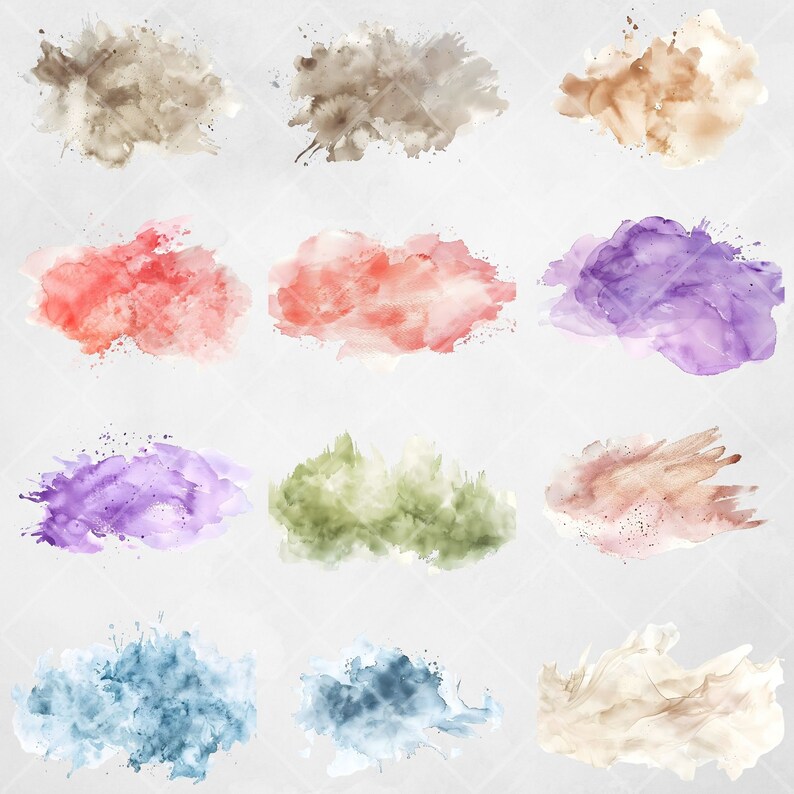 Pastel and Neutral Watercolor Splatter Clipart Abstract Backgrounds ...