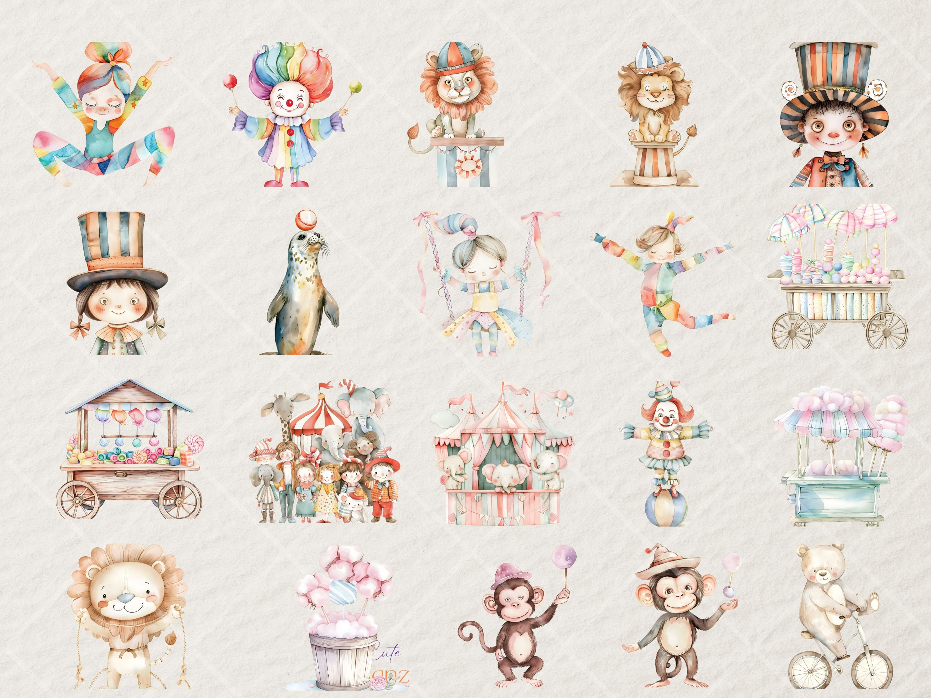 Watercolor Circus Clipart, Circus Images, Circus Cake Topper, Circus ...