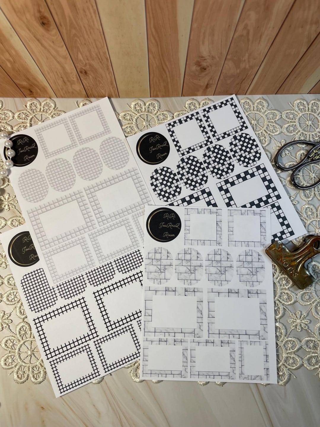 Tile Designed Frame Sticker | Art Journaling | Junk Journal - Etsy