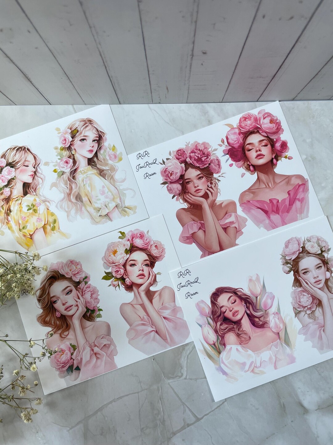 Floral Pretty Girls Sticker | Art Journaling | Junk Journal - Etsy